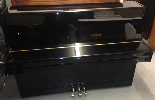 Hamlyn Klein Modern Upright Piano in a Black High Gloss Cabinet